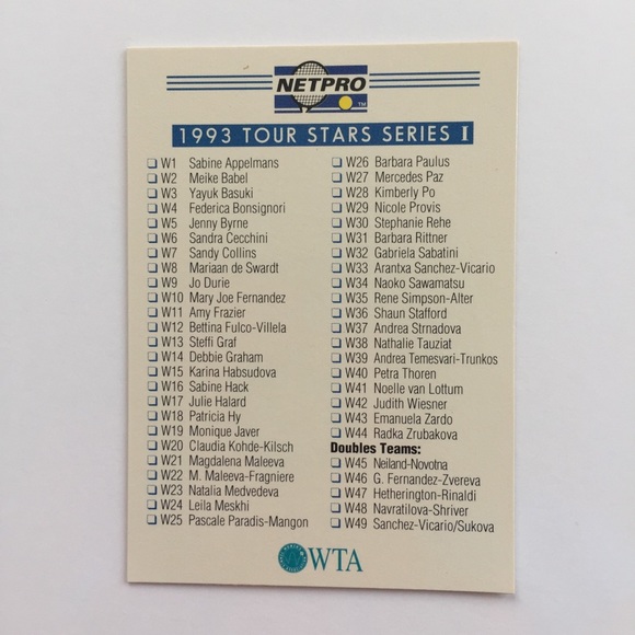 Other | Netpro 1993 Tour Stars Series I Tennis Card Set | Poshmark